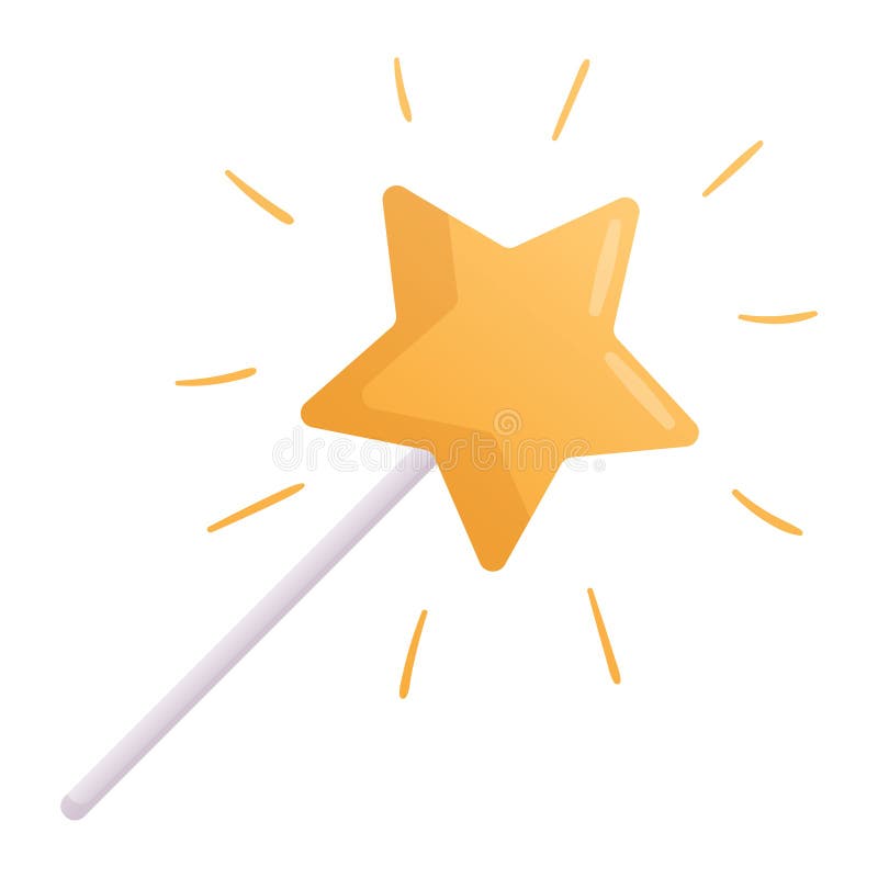 Vector Simple Isolated Icon. Children Magic Wand Sticker with Shining ...