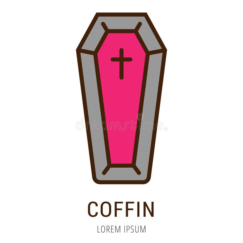 Coffin Logo On The Grey Bacground. Stock Vector - Illustration of cross ...