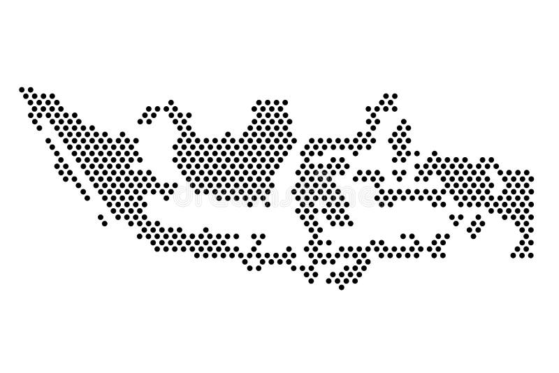 Simple Map of Indonesia Country from Black Dot Stock Vector ...