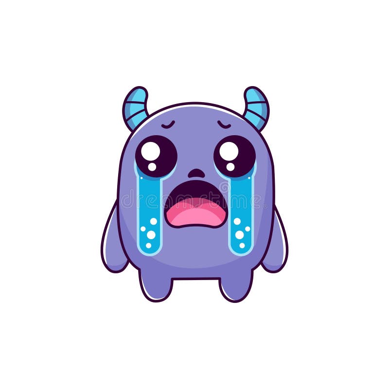 Vector Simple Monster with Horns Crying Stock Vector - Illustration of ...