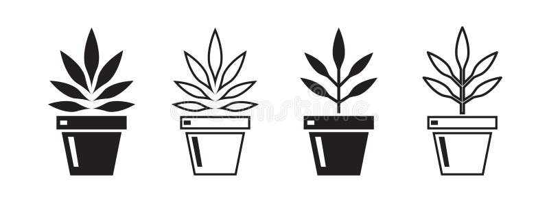 Vector Simple Potted Plant Icons. Potted Plant Symbols Stock Vector ...