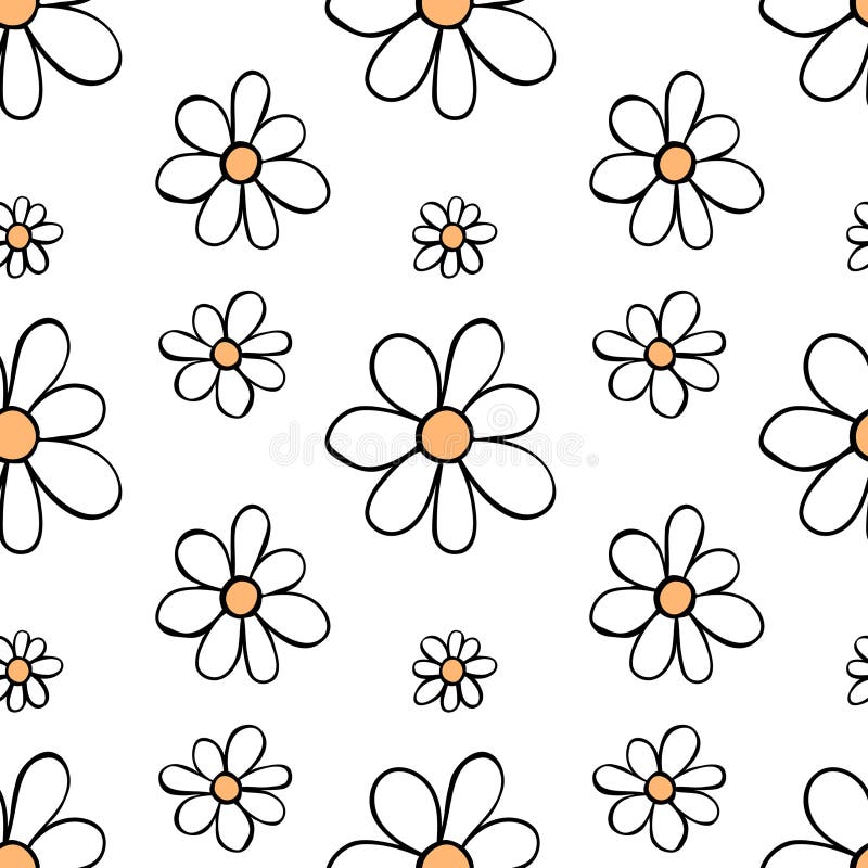 Vector Simple Primitive Floral Seamless Pattern. Cute Endless Print ...