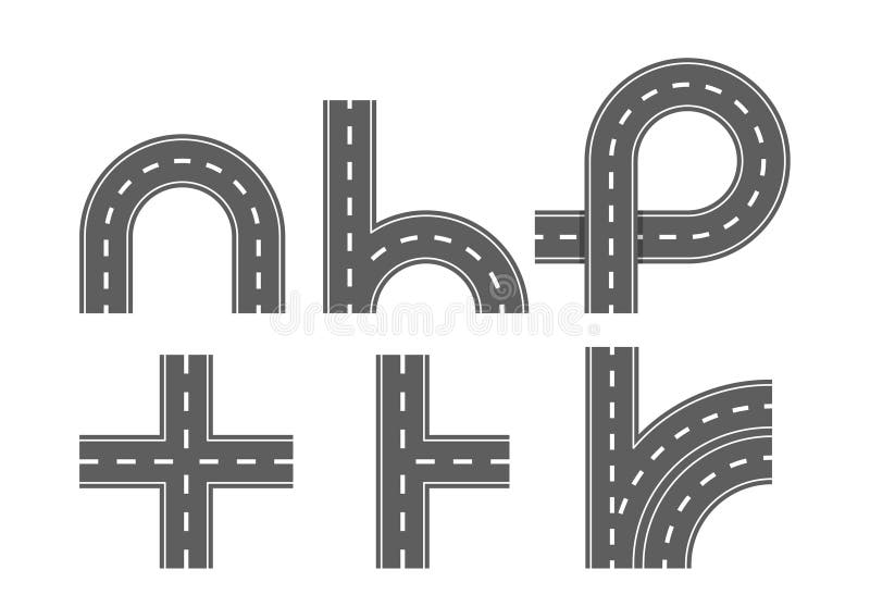Vector Simple Road Section Featuring Segmented Lanes and Dashed Lines ...