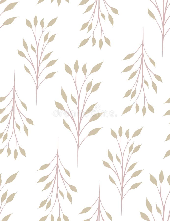 Vector Simple Seamless Pattern with Branches with Foliage. Flat Texture ...