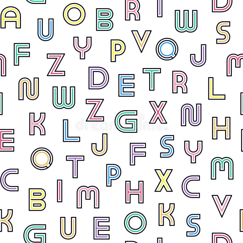 Contour Set Latin Alphabet in Stained Glass Style, Outline the Letters ...