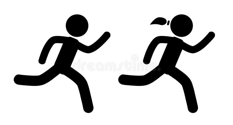 Vector Simple Set 2, Stickman, Fast Running Man and Woman Stock Vector ...