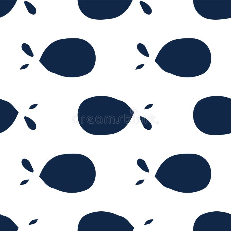 A Simple Silhouette of a Blue Fish Pattern. Seamless Pattern of Hand ...