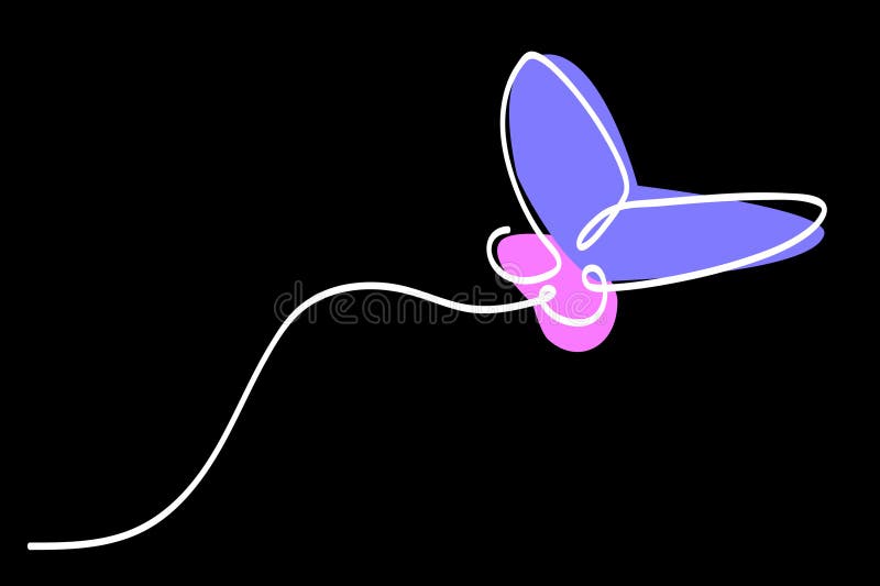 Vector Simple Single or One Continuous Fly Butterfly Stock Vector ...
