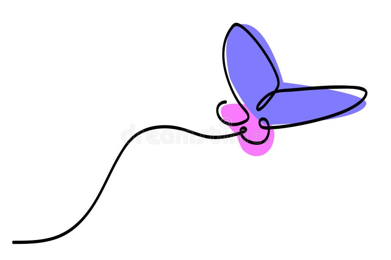 Vector Simple Single or One Continuous Fly Butterfly Stock Vector ...