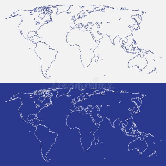 Vector Simple Thin Line Drawing of World Map Stock Vector ...