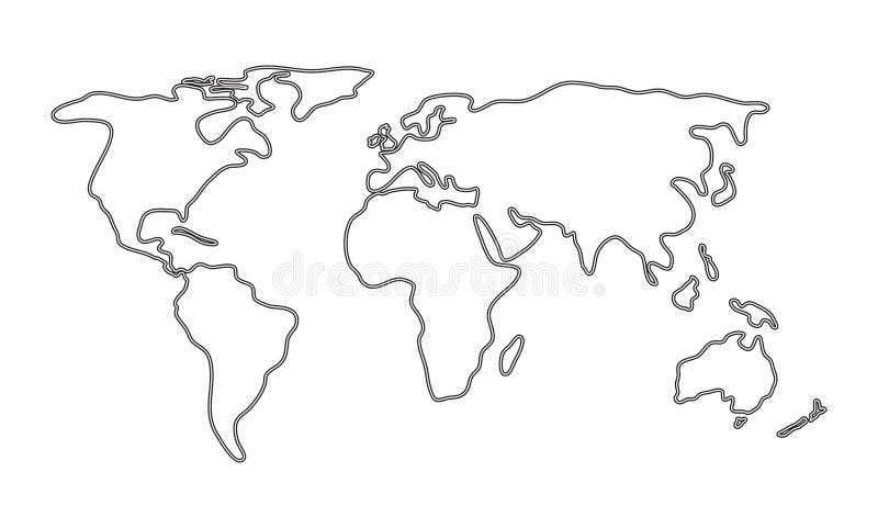 Vector Simple Thin Line Drawing of World Map Stock Vector ...