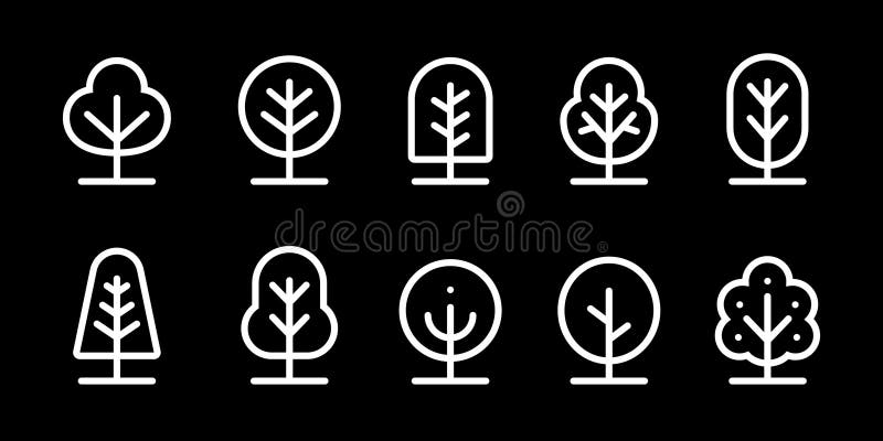 Vector Simple Tree with Outline Style Icon Set Stock Illustration ...