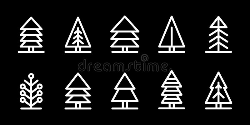 Vector Simple Tree with Outline Style Icon Set Stock Vector ...