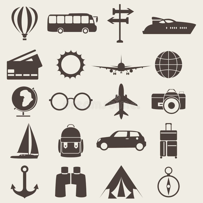 Vector Simple Universal Travel Set To Use for Web Stock Vector ...