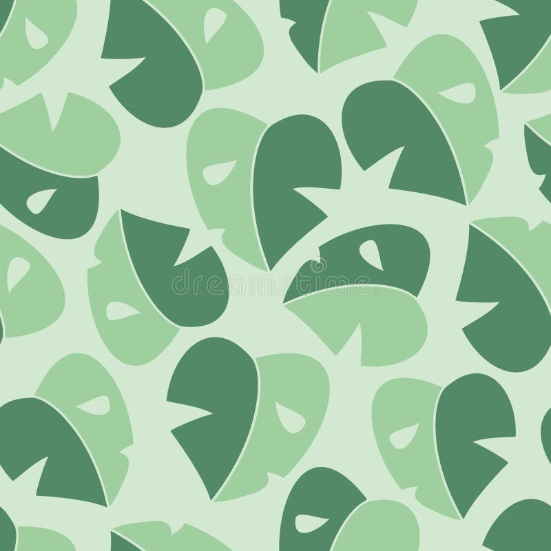 Vector Simplified Monstera Half Moon Leaves in Green Seamless Pattern ...