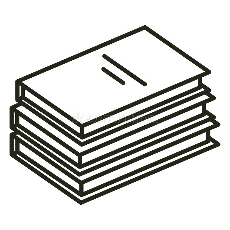 Vector Black Outline Icon - Stack of Books Stock Vector - Illustration ...