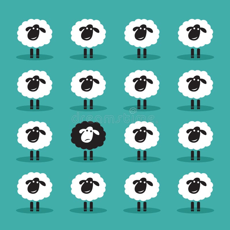 Vector of Single Black Sheep in White Sheep Group. Stock Vector ... Vector of Single Black Sheep in White Sheep Group. Stock Vector ...