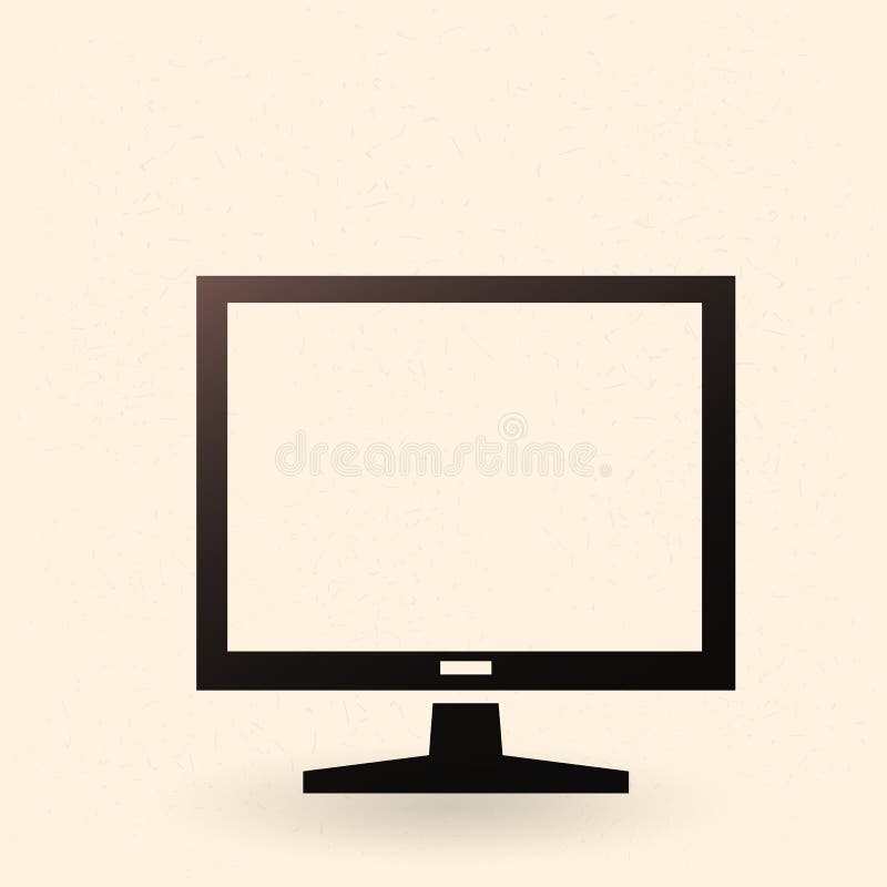 Vector Black Silhouette Icon - Flat LCD Monitor Stock Vector ...