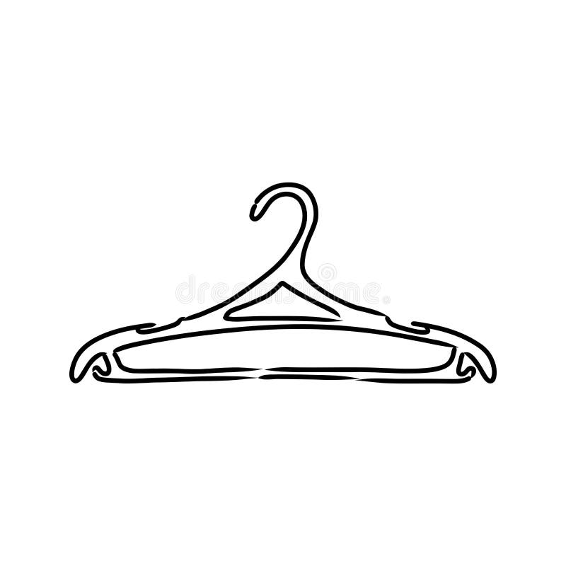 Vector Single Black Sketch Wardrobe Shoulder Hanger. Stock Vector ...