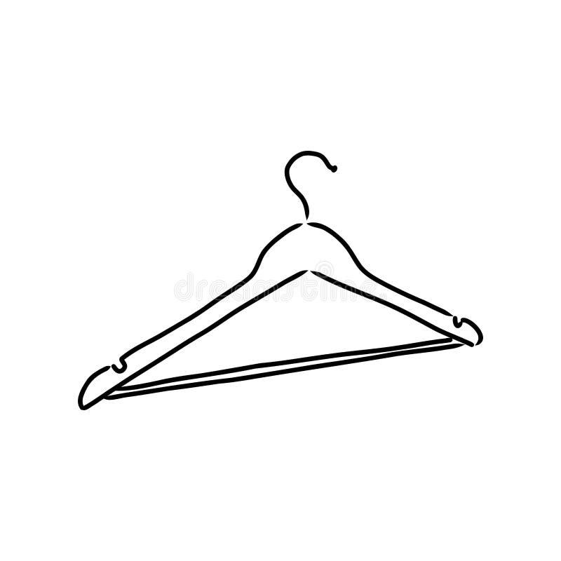 Vector Single Black Sketch Wardrobe Shoulder Hanger. Stock Vector ...