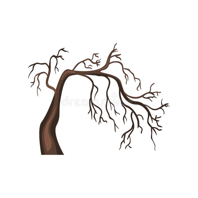 Vector Single Cartoon Brown Bare Tree Stock Vector - Illustration of ...