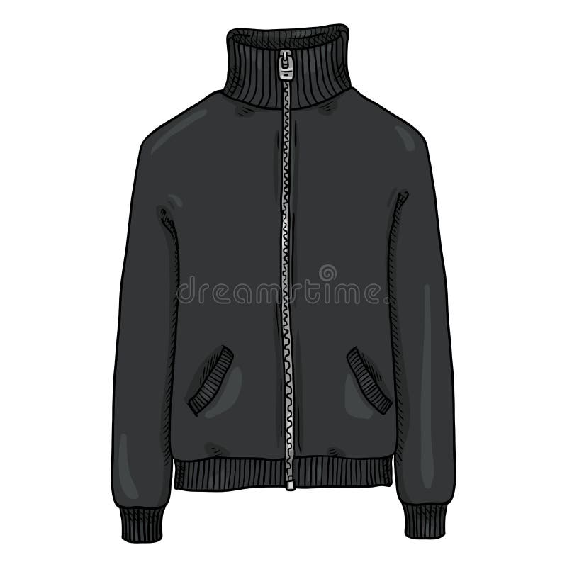 Vector Single Cartoon Illustration - Black Sport Jacket with ZIpper ...