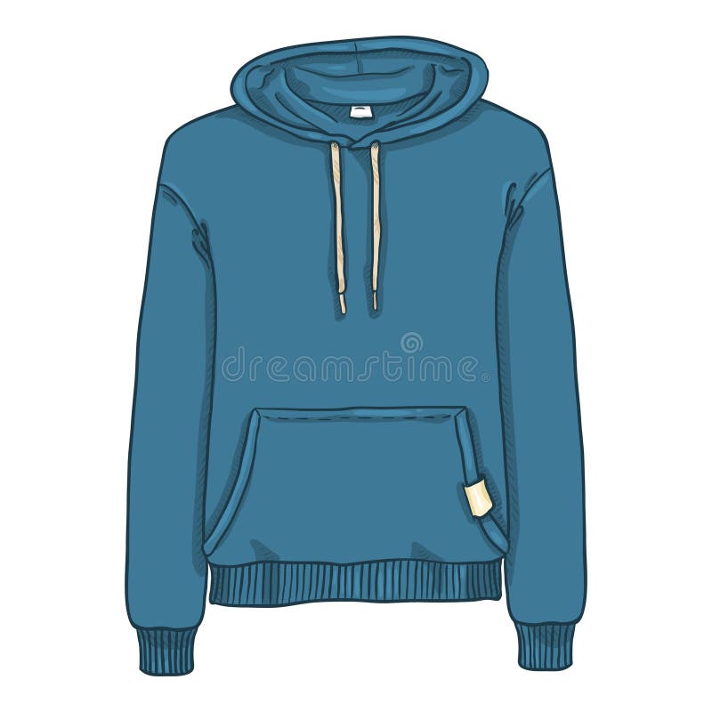Vector Single Cartoon Illustration - Blue Hoodie Sweatshirt Stock ...