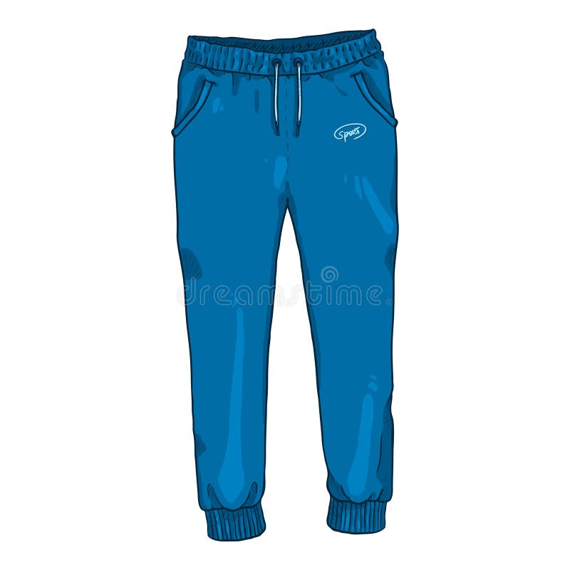 Vector Single Cartoon Illustration - Blue Training Pants on White ...