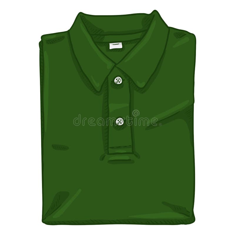 Vector Single Cartoon Illustration - Folded Green Polo Shirt Stock ...