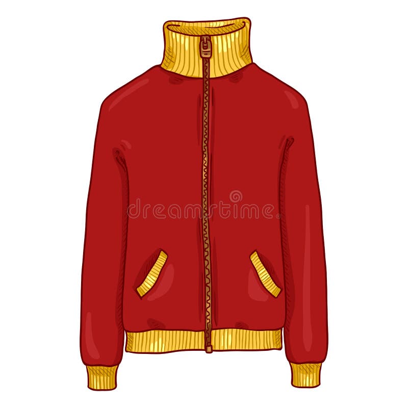 Vector Single Cartoon Illustration - Red Sport Jacket with ZIpper Stock ...