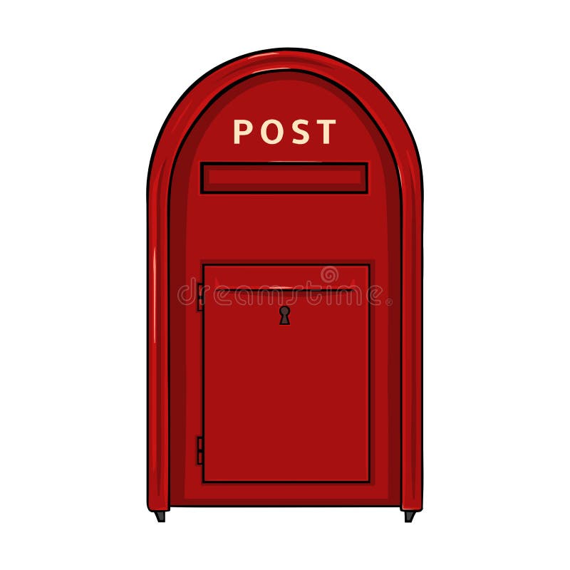 Vector Single Cartoon Red Street Postbox. Stock Vector - Illustration ...
