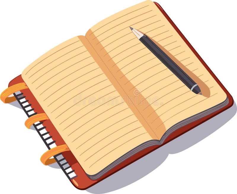 Vector Single Cartoon Spiral Notebook on White Background, Vector Stock ...