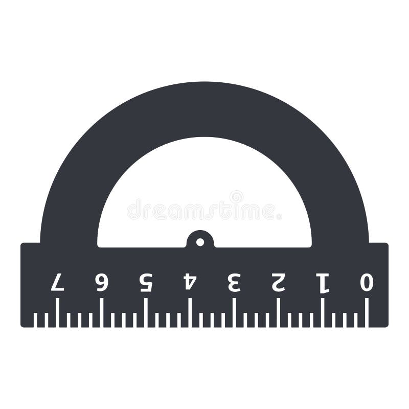 Vector Single Icon - Black Silhouette Protractor Ruler Stock Vector ...