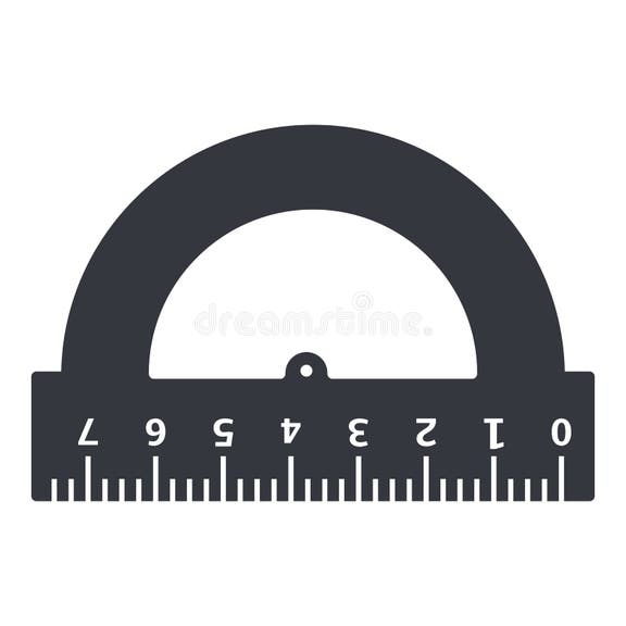 Vector Single Icon - Black Silhouette Protractor Ruler Stock Vector ...