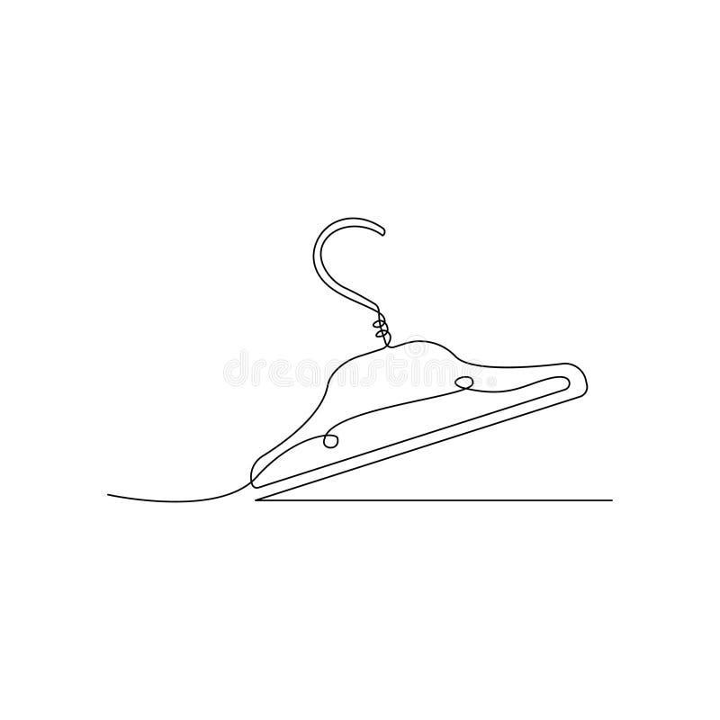 Vector Single Liner Art Drawing Of A Clothes Hanger Isolated On White