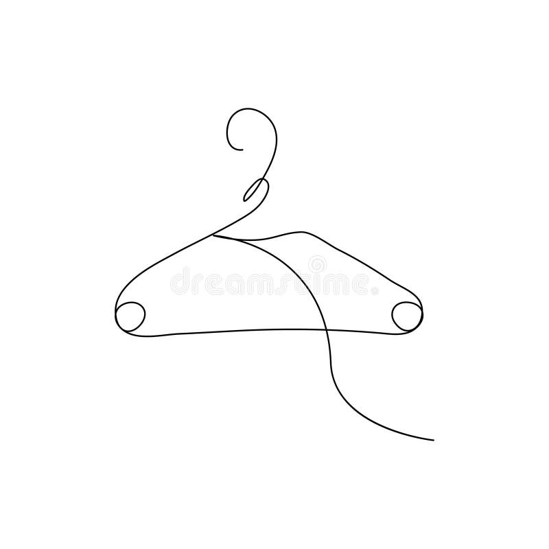 Vector Single Liner Art Drawing of a Clothes Hanger Isolated on White ...