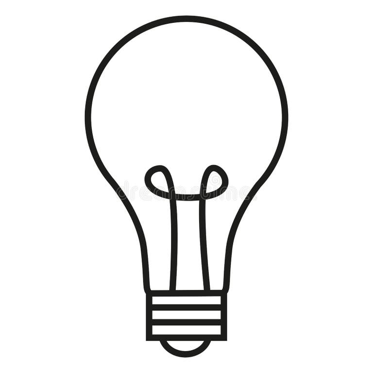 Vector Single Outline Icon - Lightbulb Stock Vector - Illustration of ...
