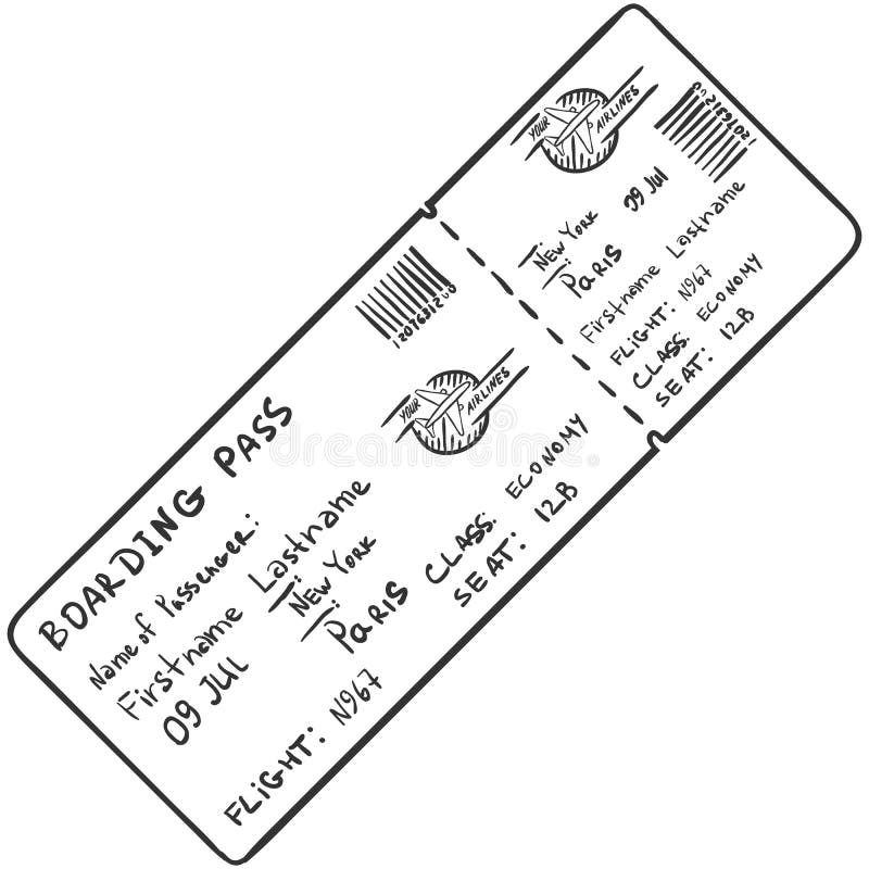 Vector Single Sketch Avia Ticket Stock Vector - Illustration of design ...