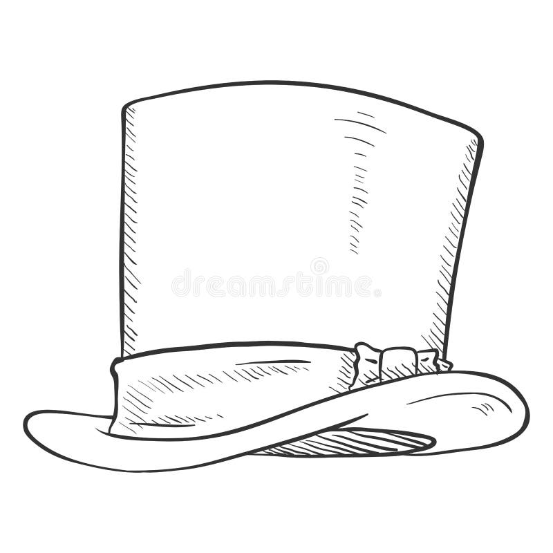 Vector Single Sketch Cylinder Hat Stock Illustrations – 14 Vector ...