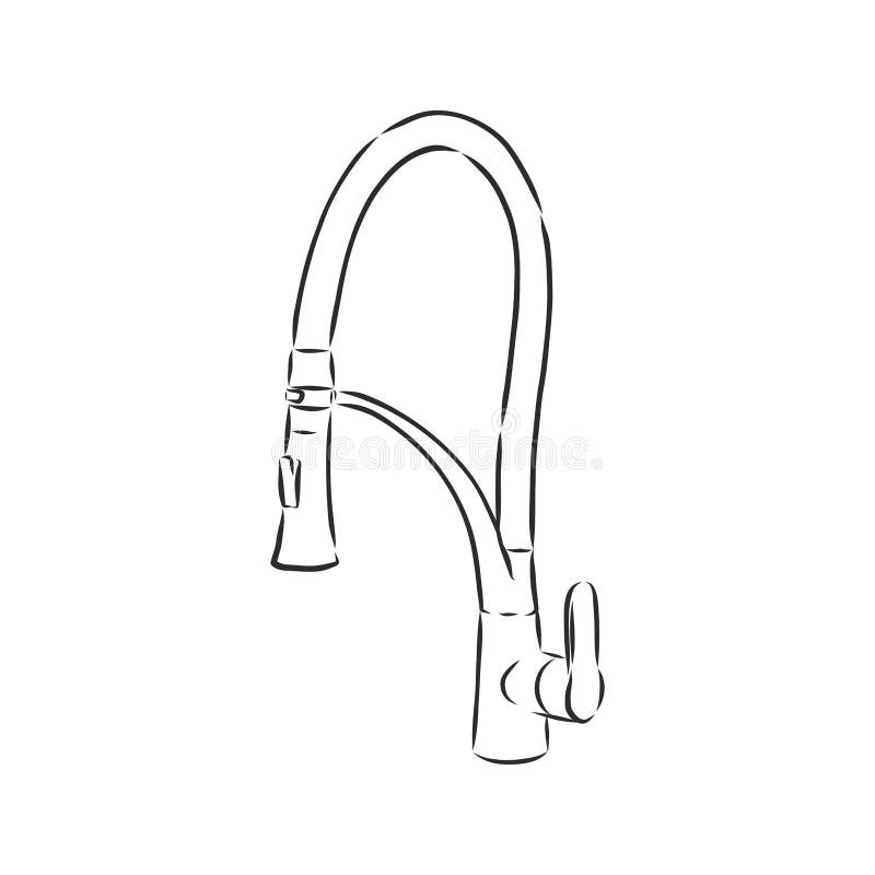 Water Tap for Kitchen, Vector Single Sketch Kitchen Faucet Stock ... Water Tap for Kitchen, Vector Single Sketch Kitchen Faucet Stock ...
