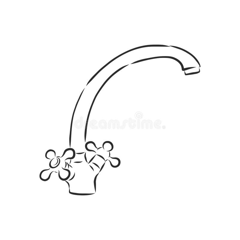 Water Tap for Kitchen, Vector Single Sketch Kitchen Faucet Stock ... Water Tap for Kitchen, Vector Single Sketch Kitchen Faucet Stock ...