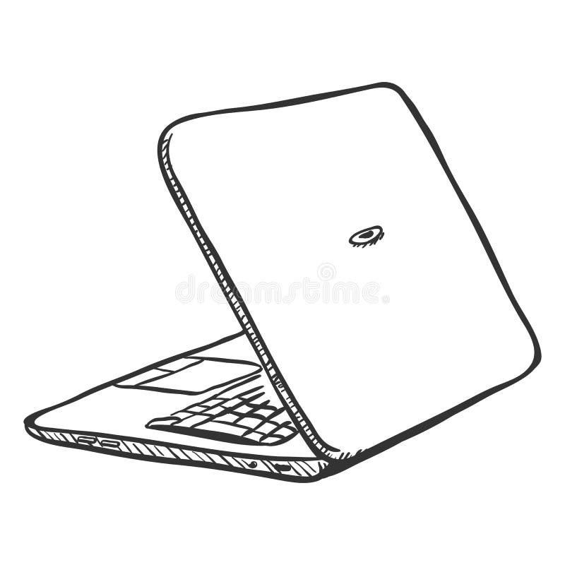 Vector Single Sketch Laptop Stock Vector - Illustration of open ...