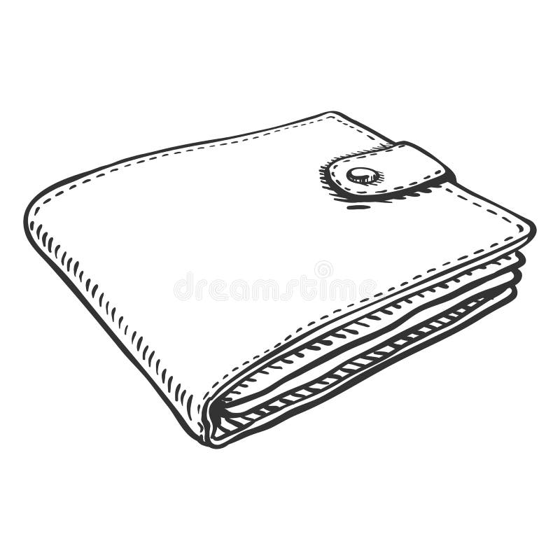 Vector Single Sketch Leather Wallet Stock Vector - Illustration of ...