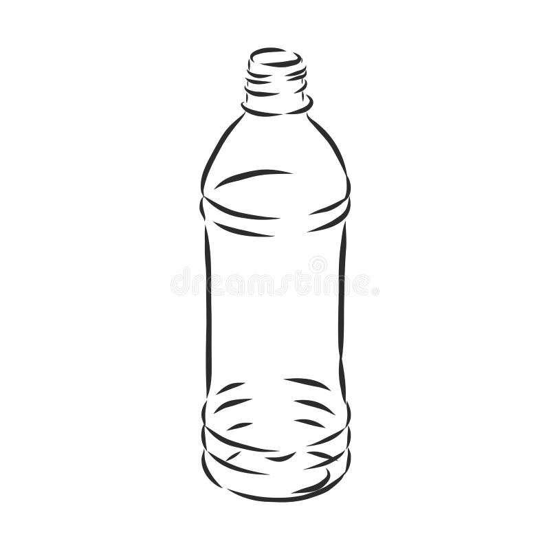 Vector Single Sketch Plastic Bottle of Water. Plastic Bottle, Container ...