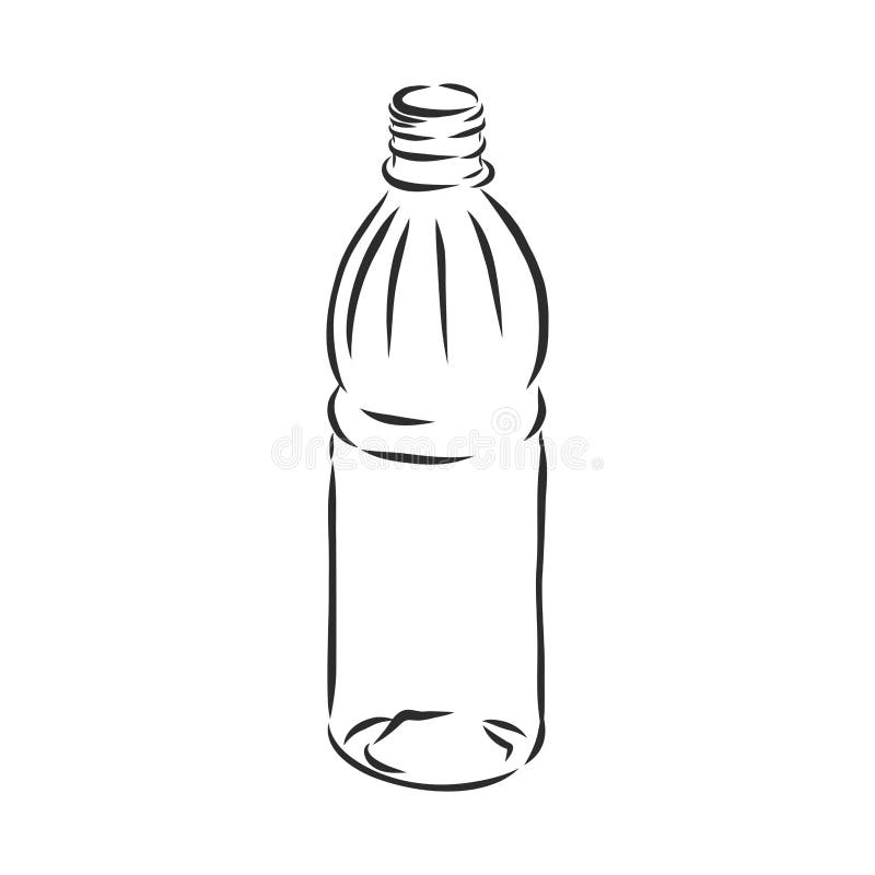 Vector Single Sketch Plastic Bottle of Water. Plastic Bottle, Container ...