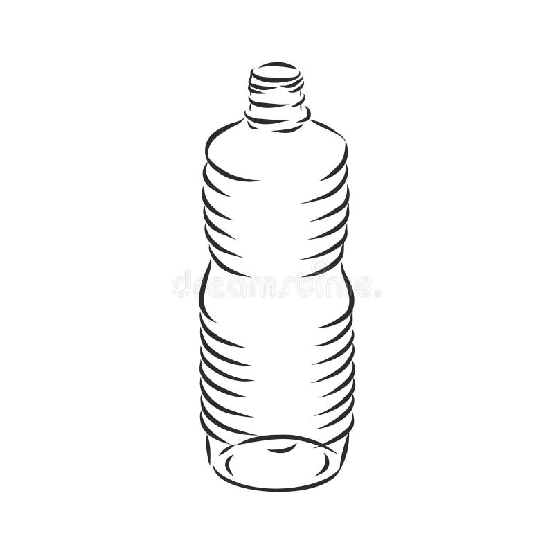 Vector Single Sketch Plastic Bottle of Water. Plastic Bottle, Container ...