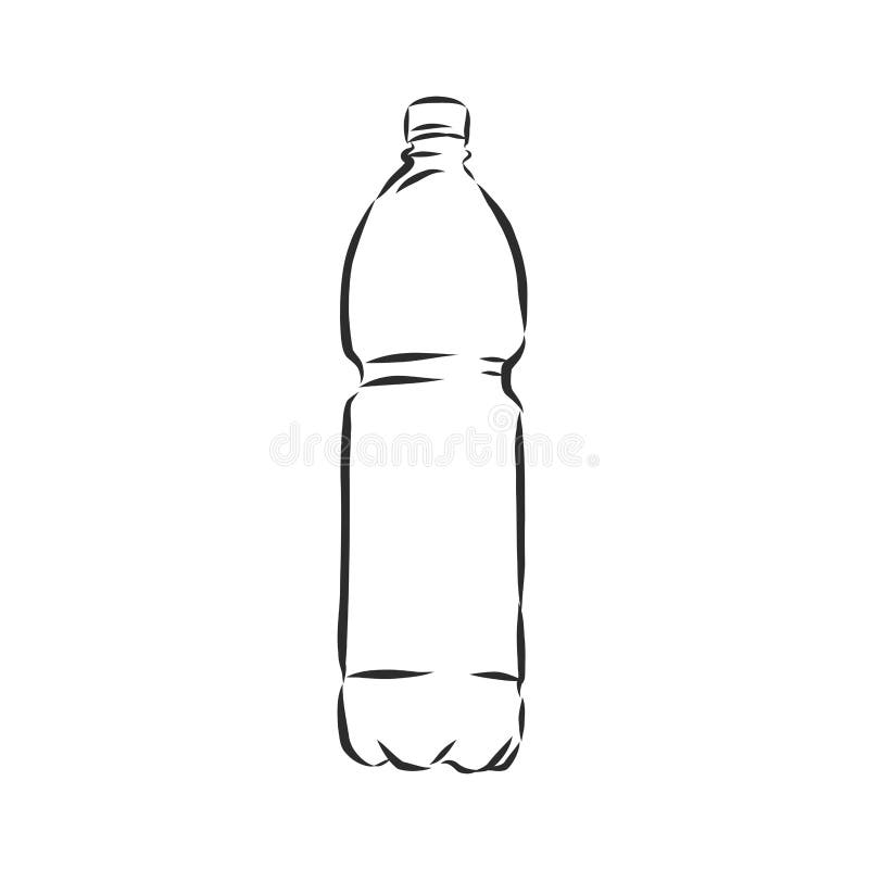 Vector Single Sketch Plastic Bottle of Water. Plastic Bottle, Container ...