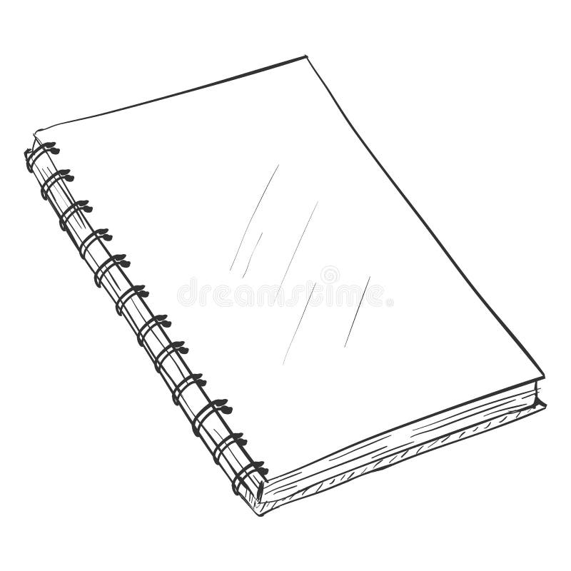 Vector Notebook with Red Felt-tip Pen and Sketch Drawings: Heart and ...