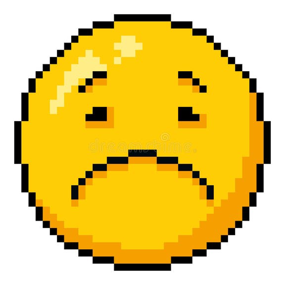 Vector Single Yellow Pixel Art Sad Emoticon Stock Illustration ...