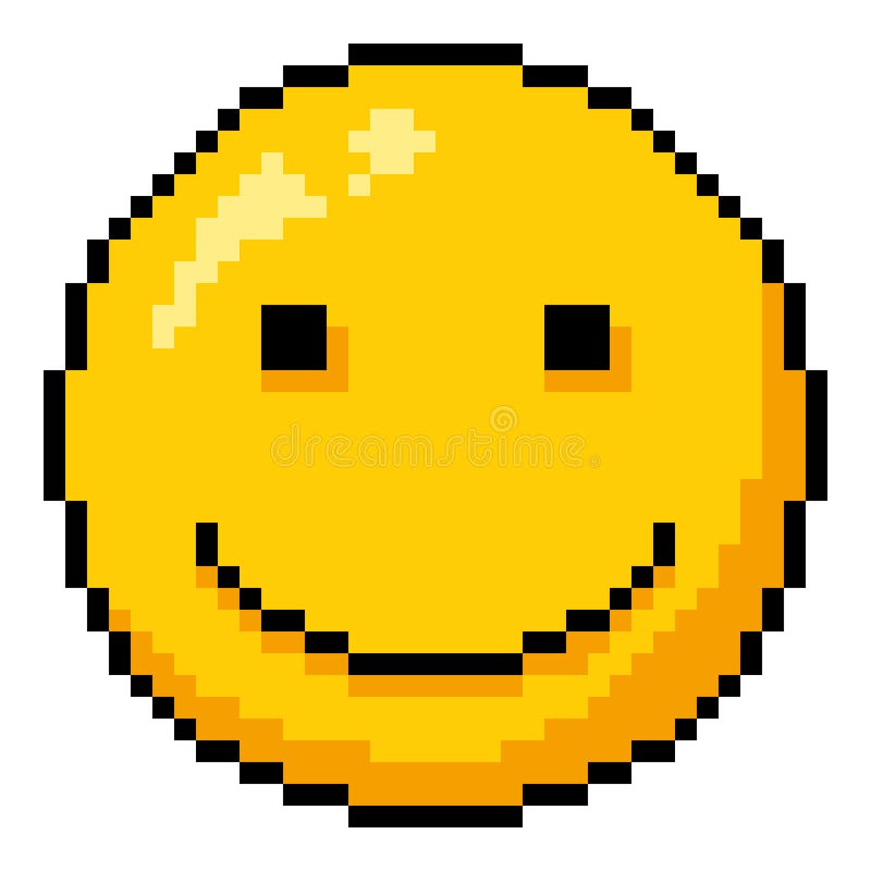Vector Single Yellow Pixel Art Smiling Emoticon Stock Vector ...